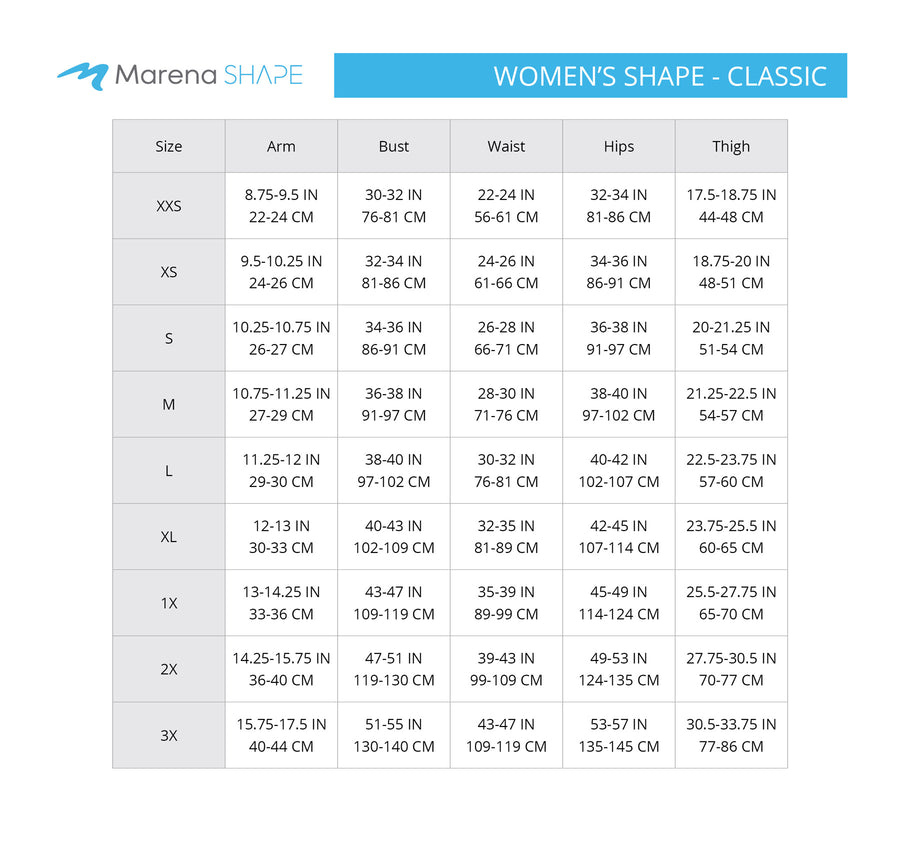 Marena Size Charts | Compression Garment Sizing – The Marena Group, LLC
